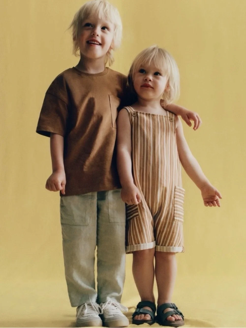 Zara | Bottoms | Zara Boy Linen Striped Mustard Short Overalls 45 ...
